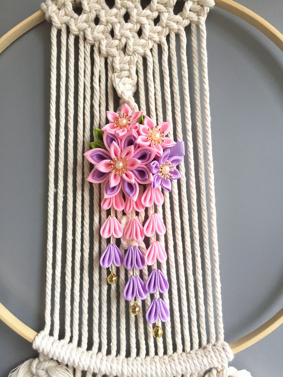 Pinza de flor hecha a mano Pinza de pelo Pinza de Sakura Pinza de ...