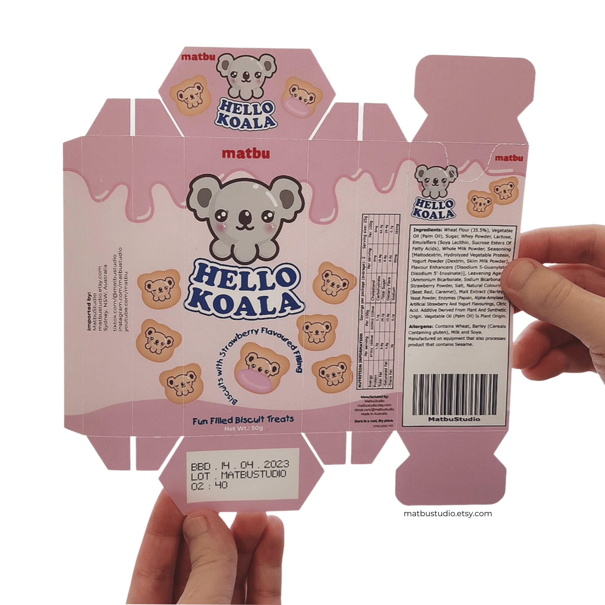 Digital Download Printable Template Hello Koala Box DIY, Paper Cutting ...