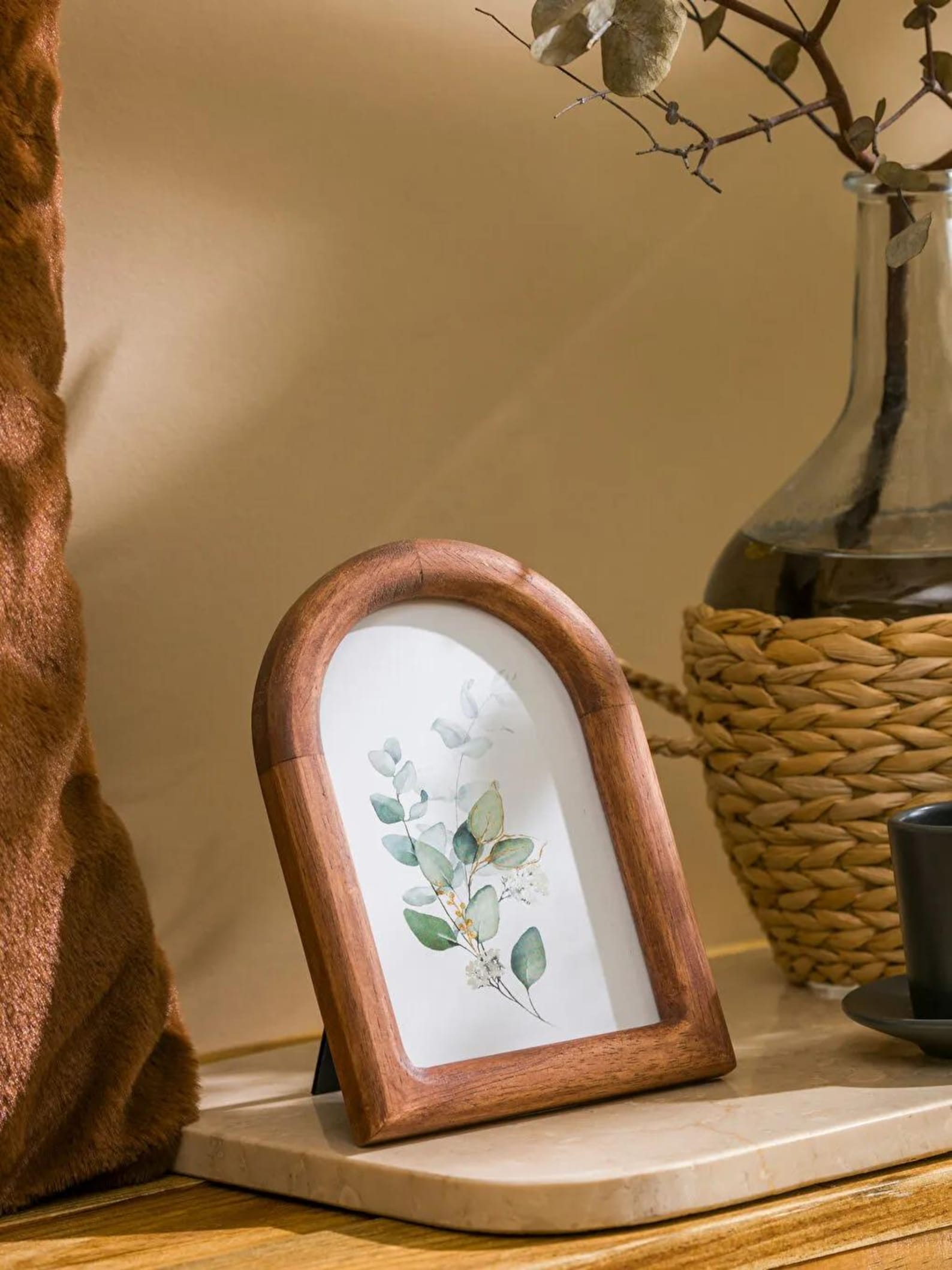 Rustic Wood Arched Picture Frame | Vertical 6.7 Inch Tabletop Photo ...