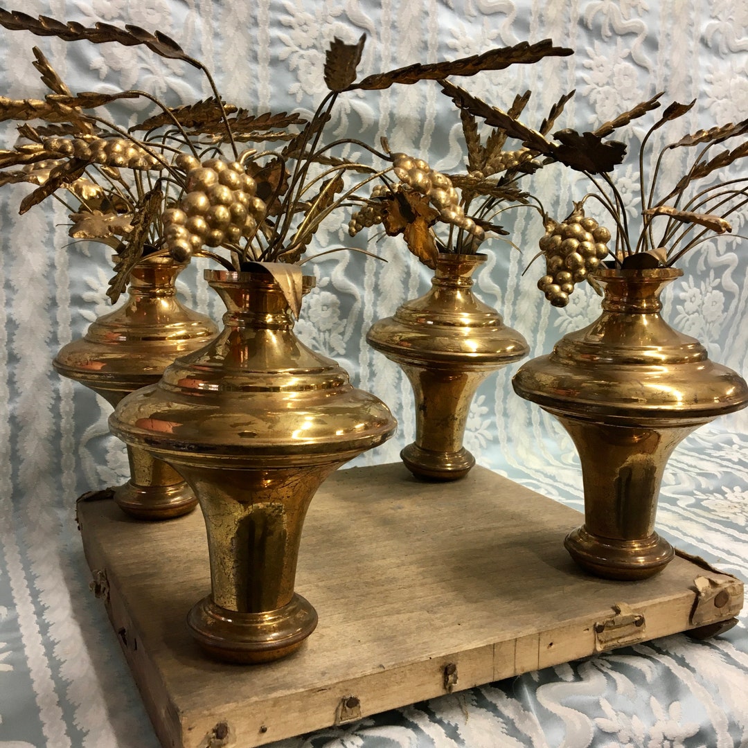 Antique 19th Century Big Throne Chapel Ornaments Church Relics 4 Pieces ...