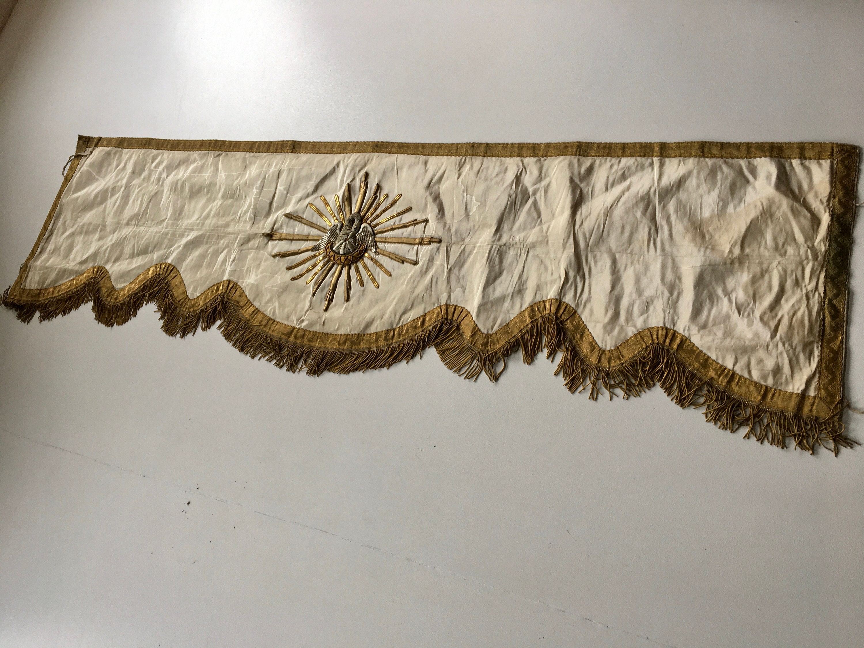 Antique 19th Century Religious Altar Textile With Pelican Gold Thread ...