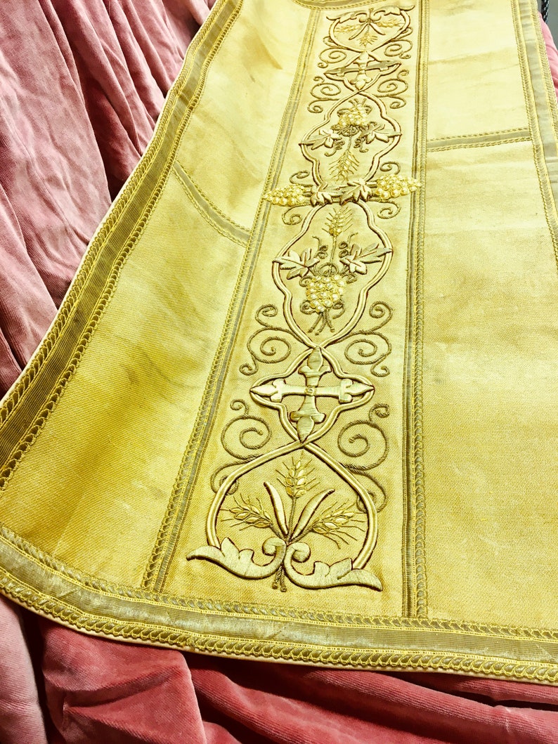 Antique 1800s Church Altar Cloth or Banner With Bullion Embroidery and ...