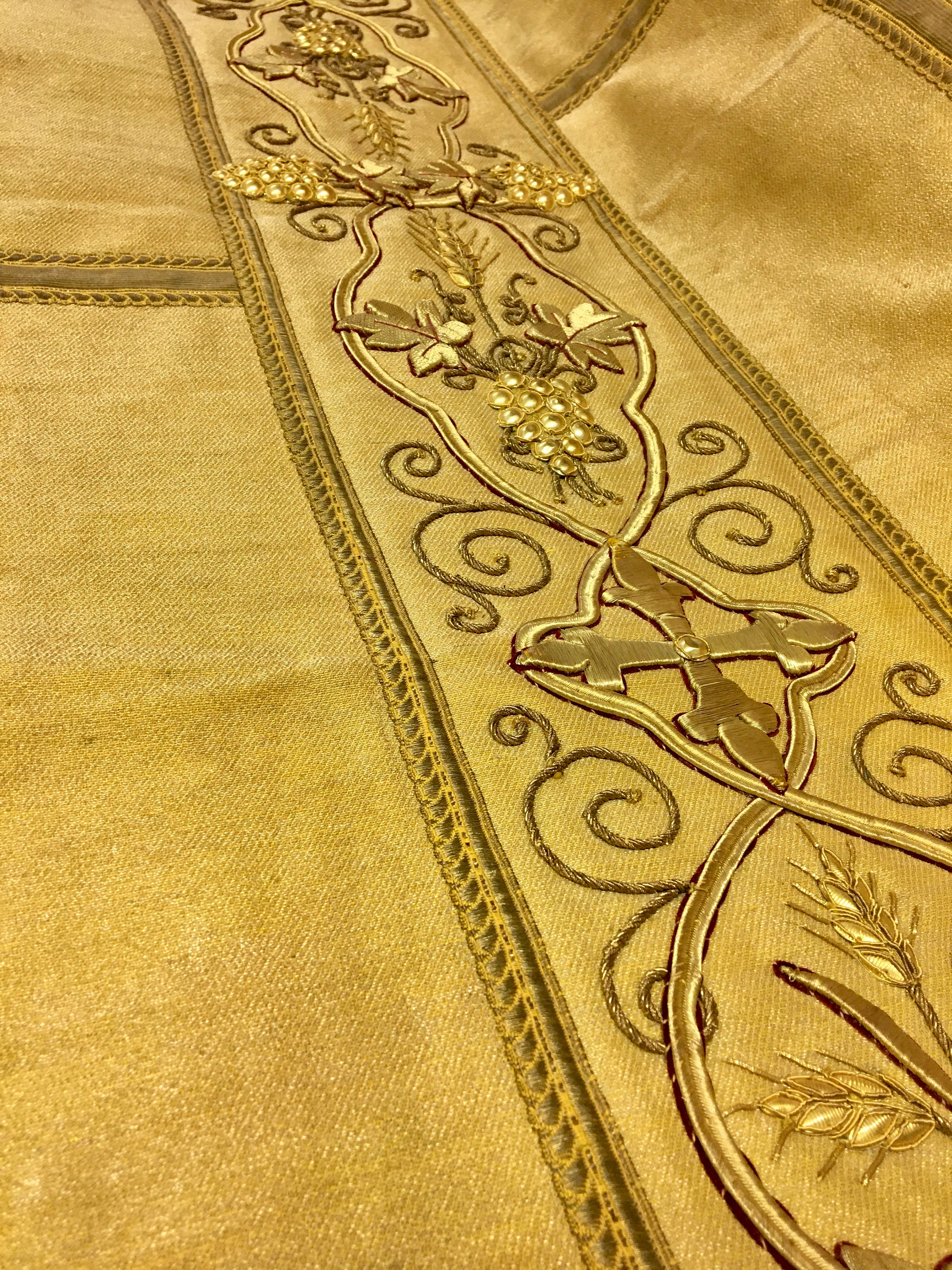 Antique 1800s Church Altar Cloth or Banner With Bullion Embroidery and ...