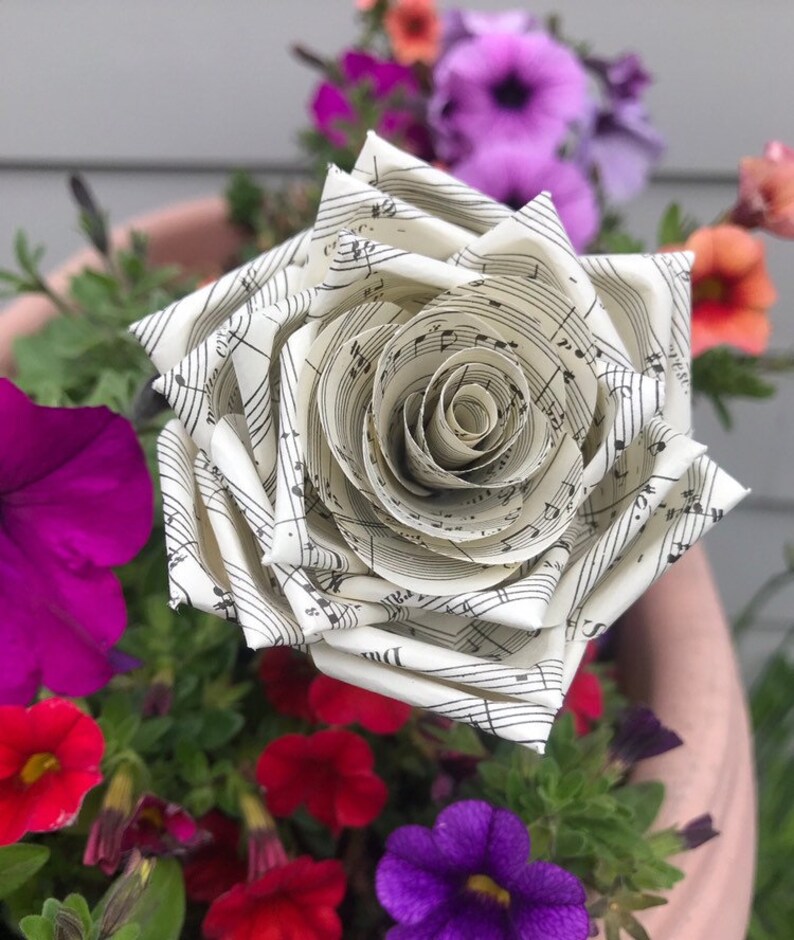 Sheet Music Roses Handmade Paper Flowers | Etsy
