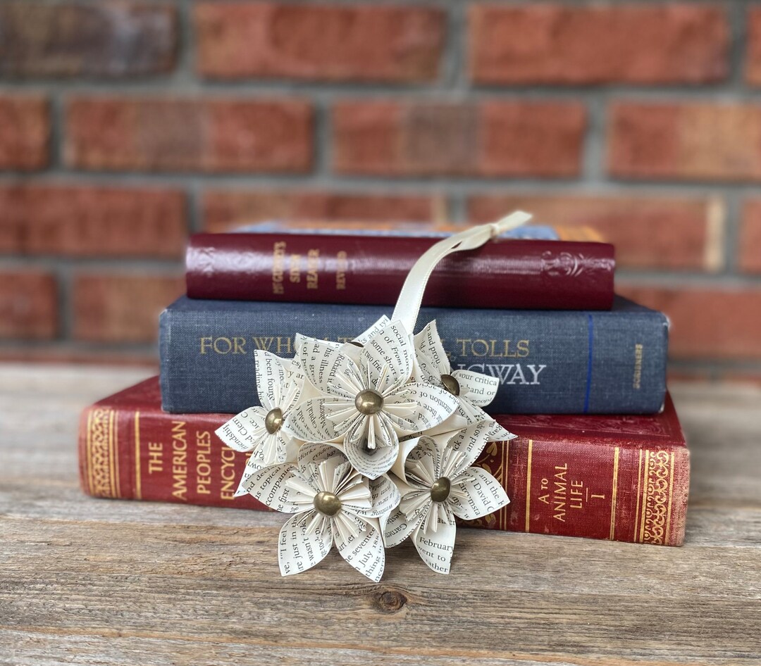 Vintage Book Page Paper Origami Christmas Ornament, Book Club Exchange ...