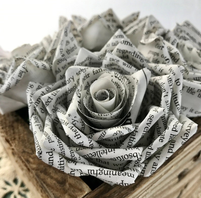 Book Page Roses Paper Flowers - Etsy