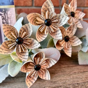 Limited Edition Origami Paper Book Page Flowers Made From the Notebook ...
