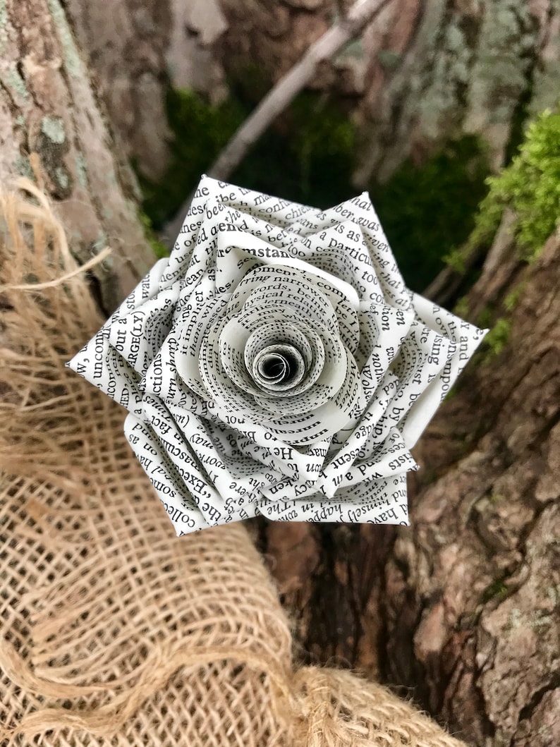 Book Page Roses Paper Flowers | Etsy