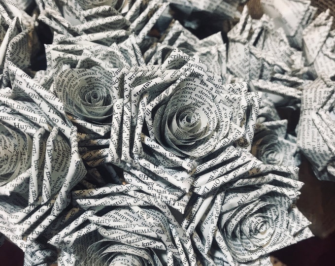 Book Page Roses Paper Flowers - Etsy