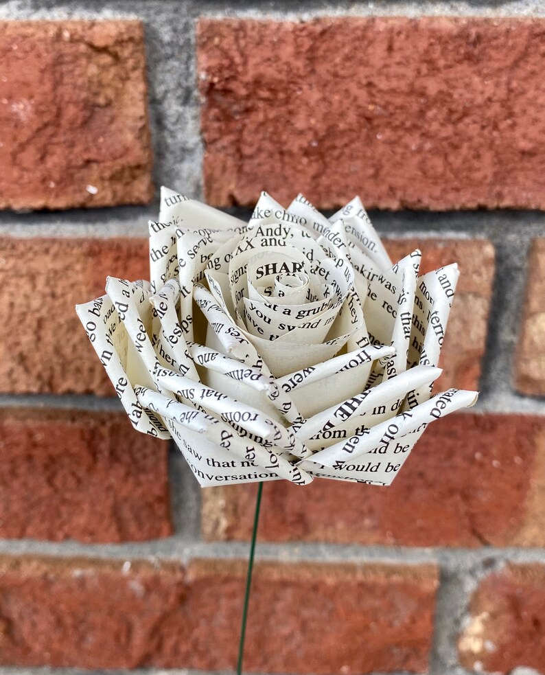 Book Page Roses Paper Flowers - Etsy