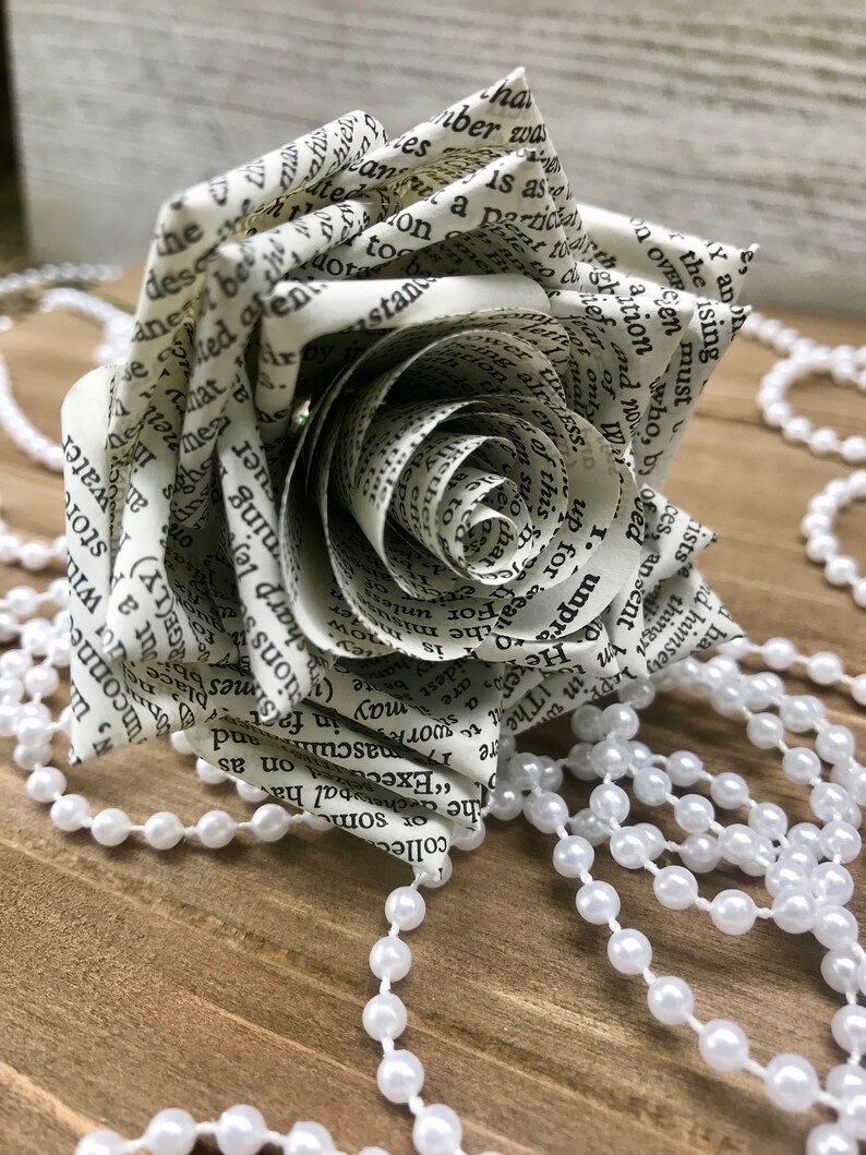 Book Page Roses Paper Flowers | Etsy