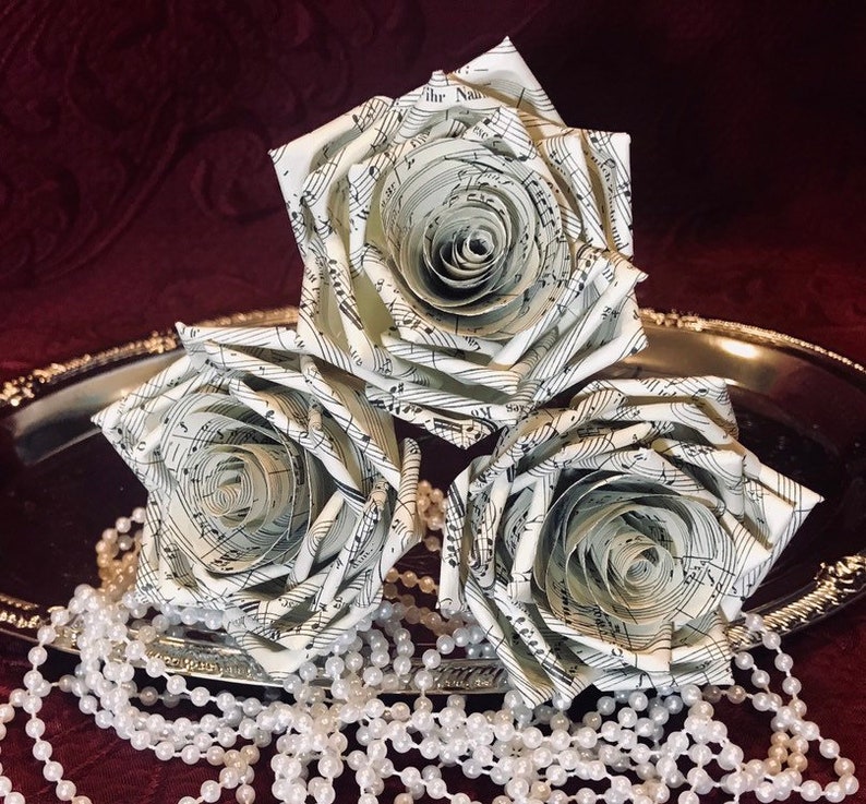 Sheet Music Roses handmade paper flowers | Etsy