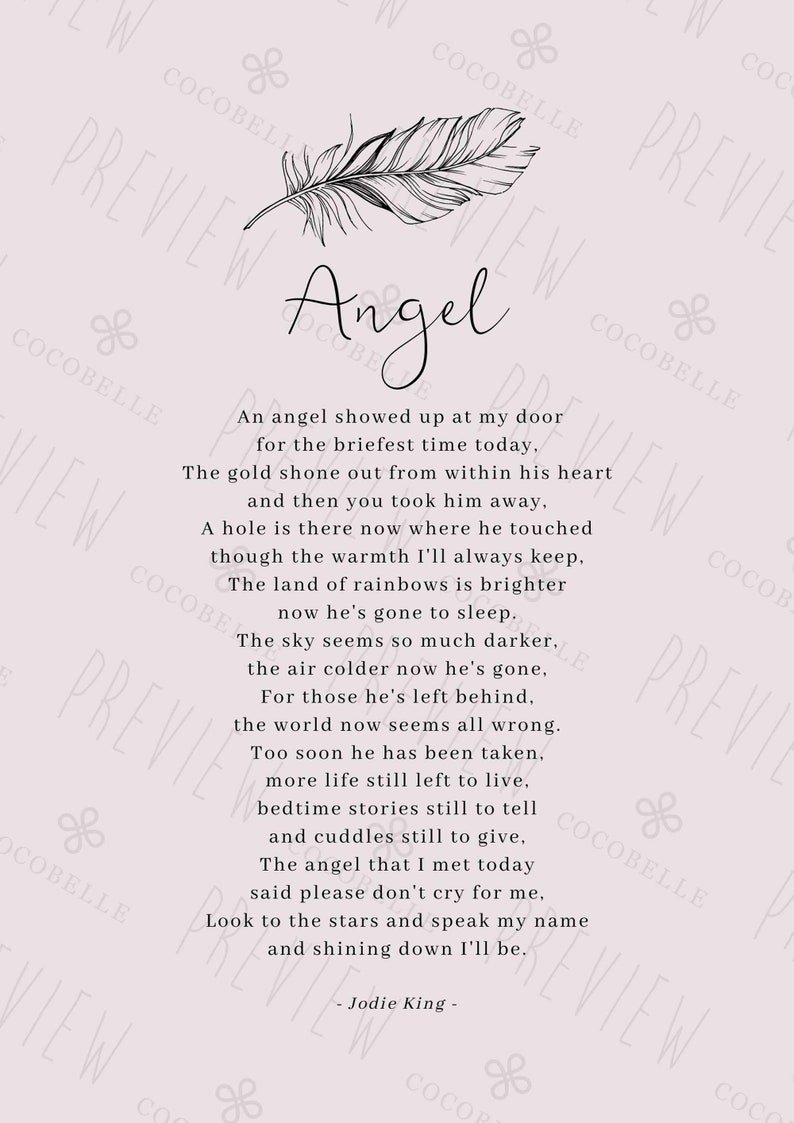 Bereavement Angel Poem Printable Download male - Etsy