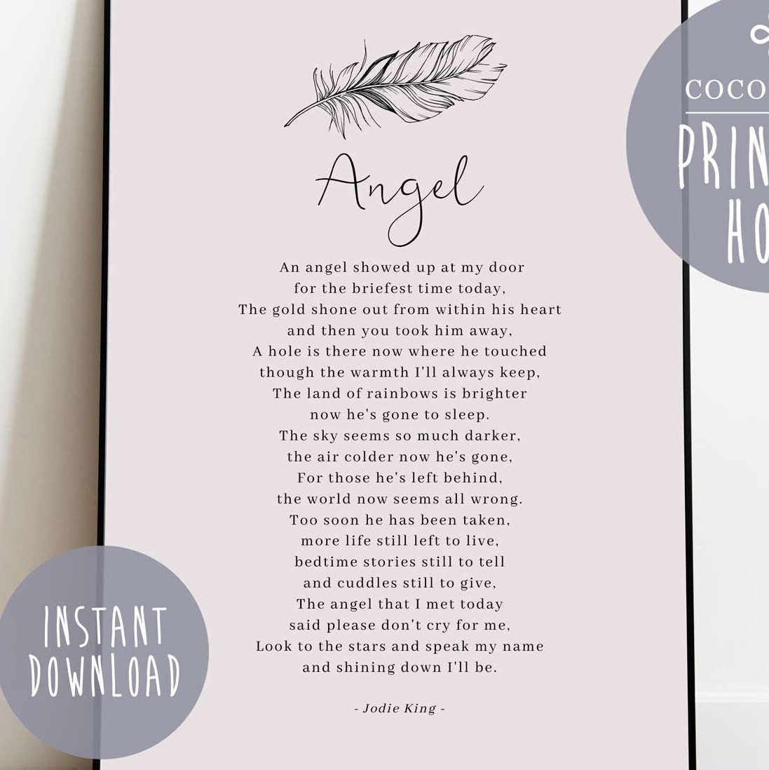 Bereavement Angel Poem Printable Download male - Etsy