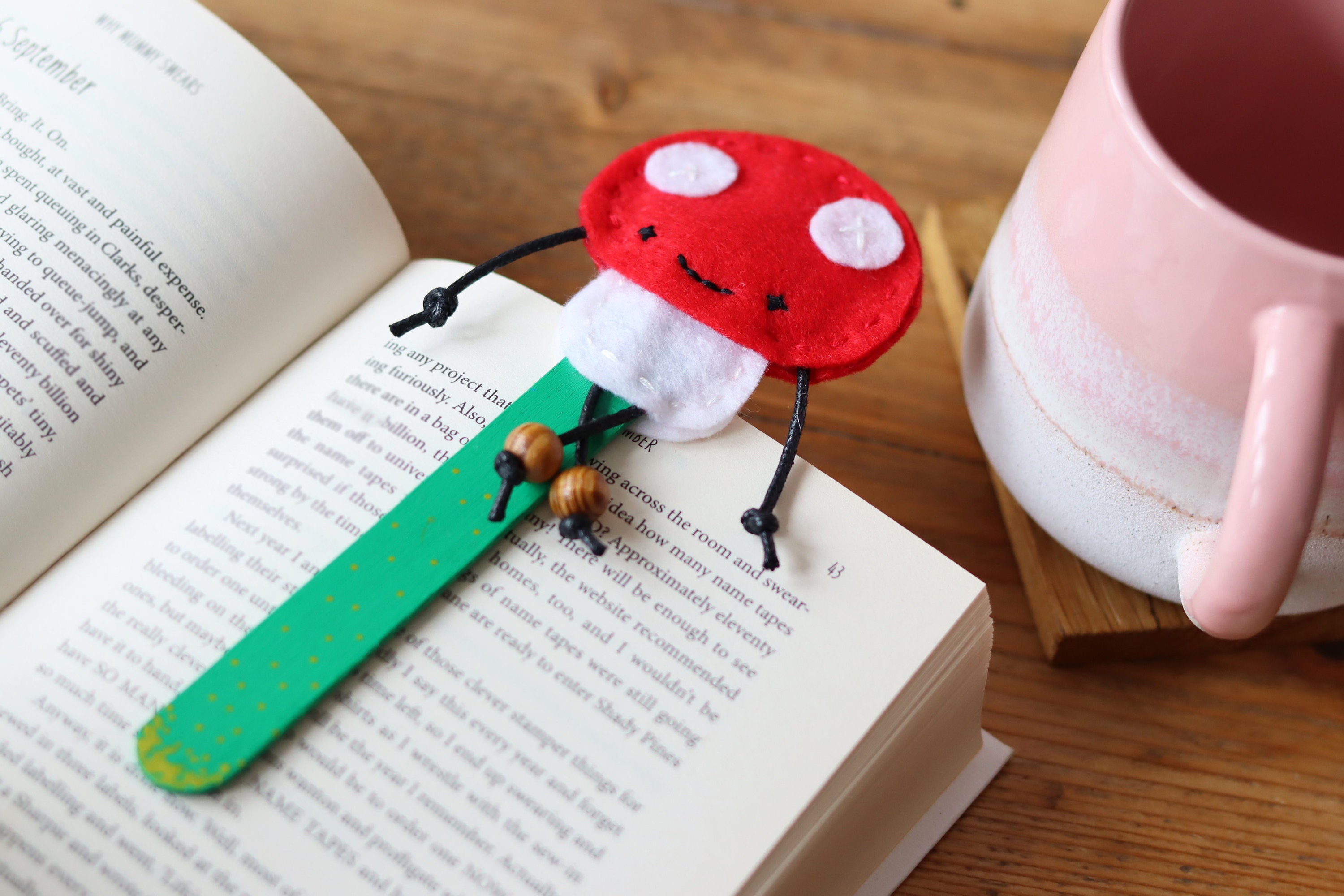 FELT BOOKMARK Toadstool Character fun-guy With Dangly Legs. - Etsy