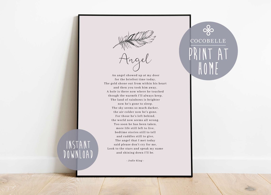 Bereavement Angel Poem Printable Download male - Etsy