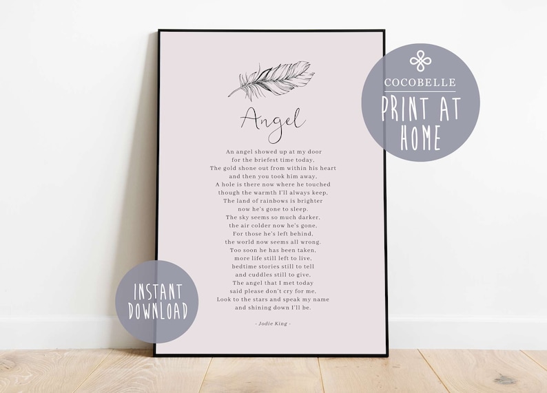 Bereavement Angel Poem Printable Download male - Etsy