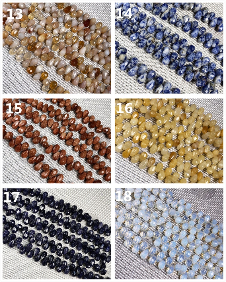 44pcs 6x9mm Water Drop Beads Faceted Natural Stone Beads Top - Etsy