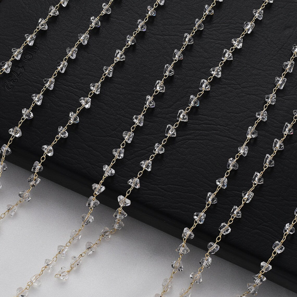 14k Gold Plated Brass O Chain Crystal Beads Chain for Bracelet - Etsy