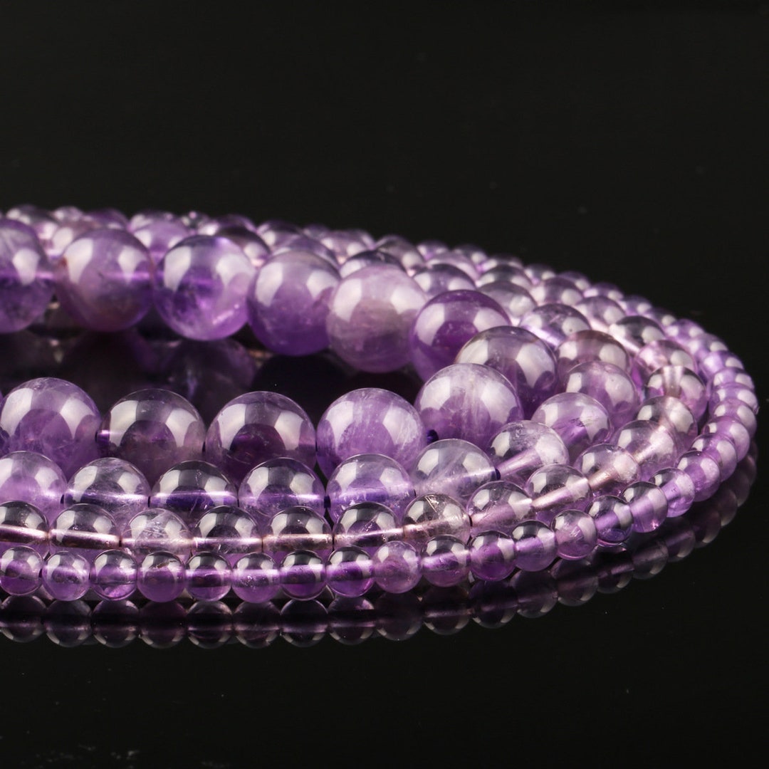 1strand 4-10mm Purple Crystal Beads Natural Stone Round Ball Beads ...
