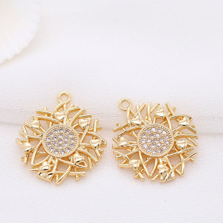 10pcs 18x20mm 14k Gold Plated Brass CZ Pave Zircon Bird's 10pcs 18x20mm 14k Gold Plated Brass CZ Pave Zircon Bird's