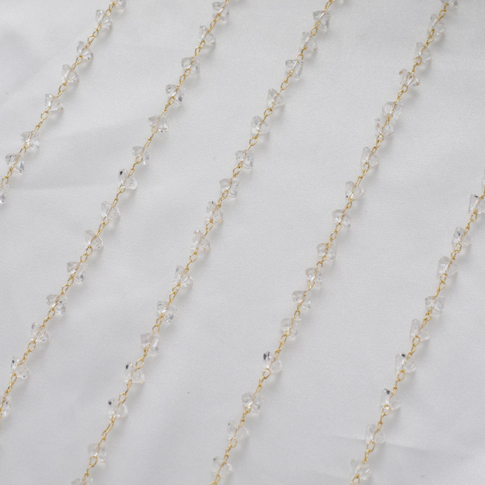 14k Gold Plated Brass O Chain Crystal Beads Chain for Bracelet - Etsy