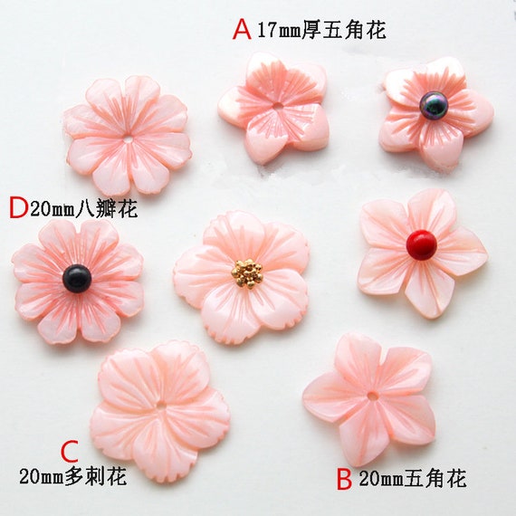 20pcs Natural Pink Shell Flower Beads Shell Carved Flower - Etsy