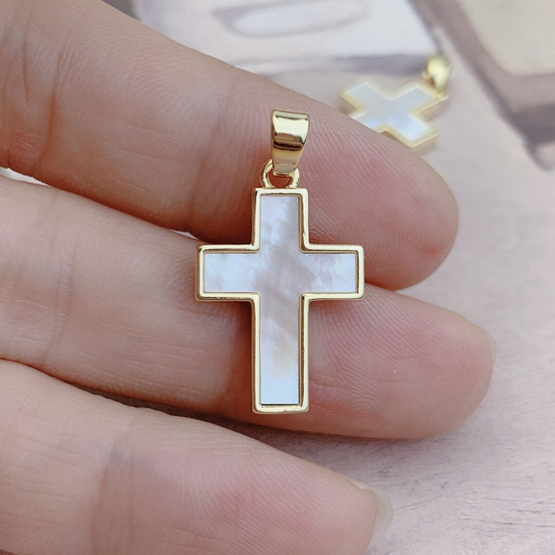 6pcs 15x20mm 18K Gold Plated Brass MOP Cross Charm Pendants SN72 - Etsy