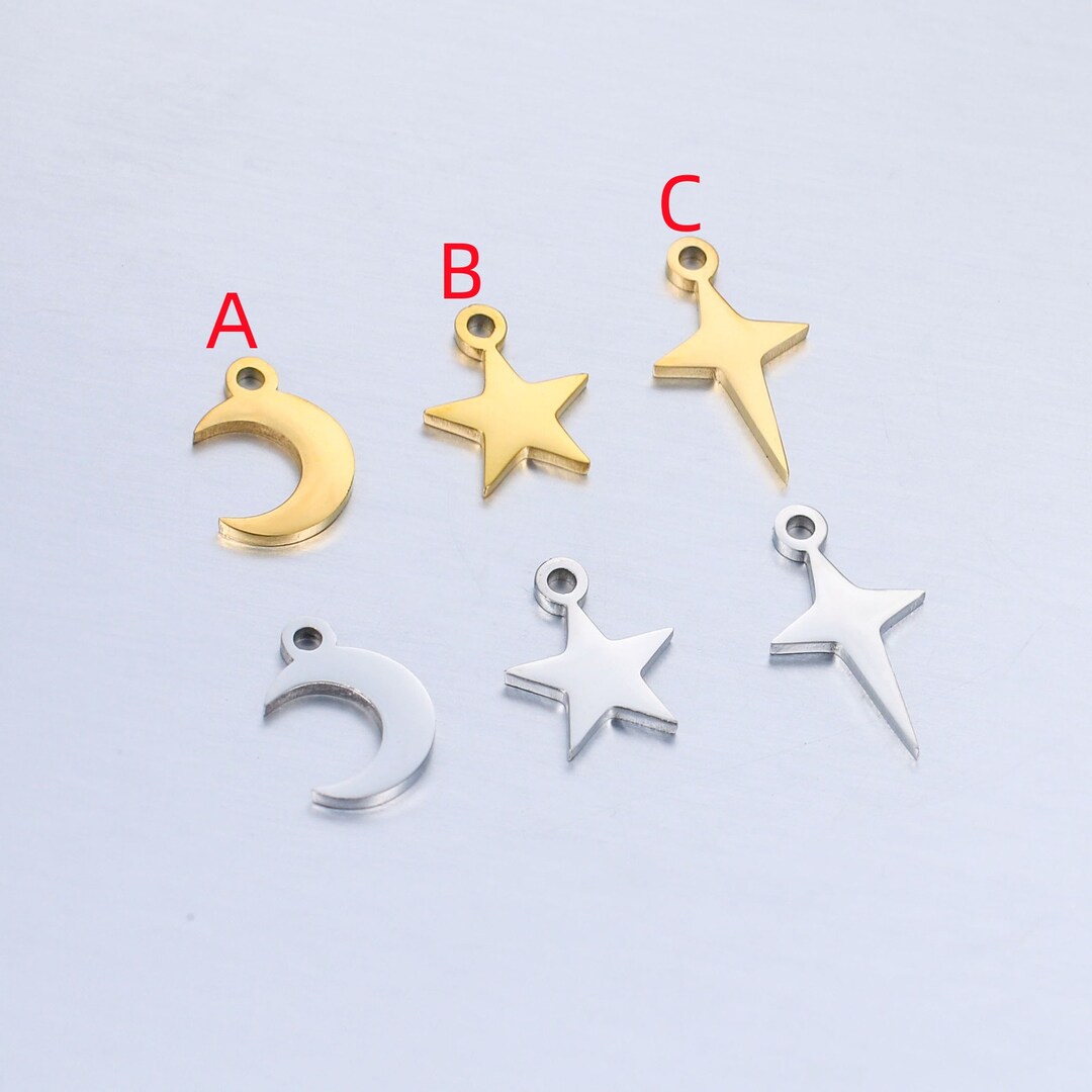 5pcs/10pcs/20pcs Stainless Steel Moon Star Charm Pendant DY466 - Etsy