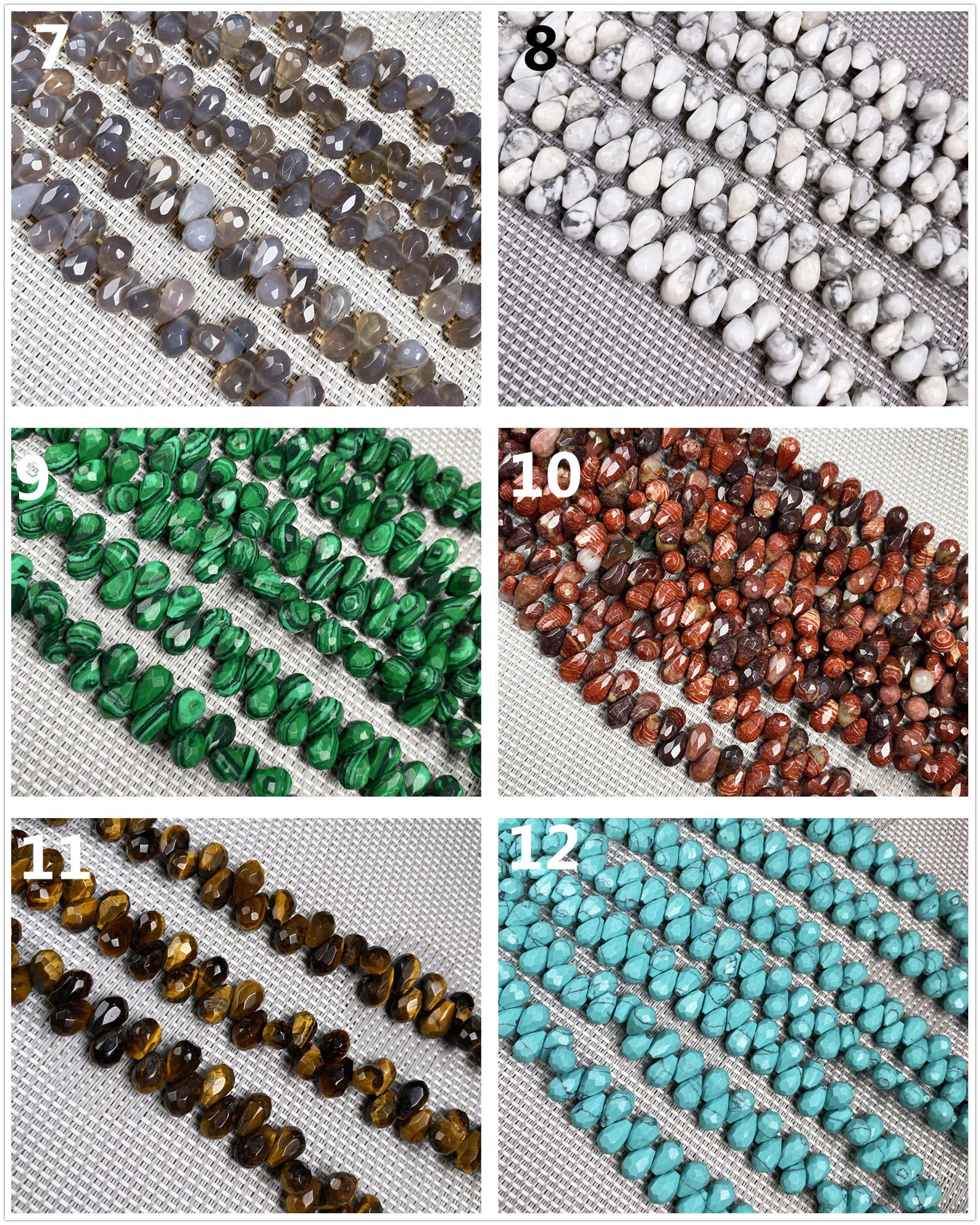 44pcs 6x9mm Water Drop Beads Faceted Natural Stone Beads Top - Etsy