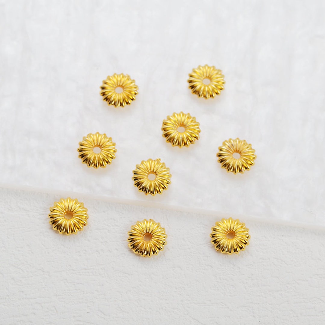 50pcs 8mm 18k Matte Gold Plated Brass Interval Beads Spacer Beads Wheel ...