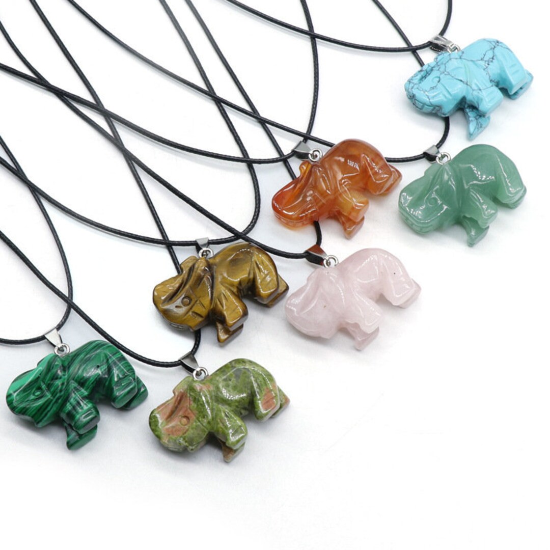 2pcs Elephant Pendants,natural Stone Elephant,gemstone Elephant ...