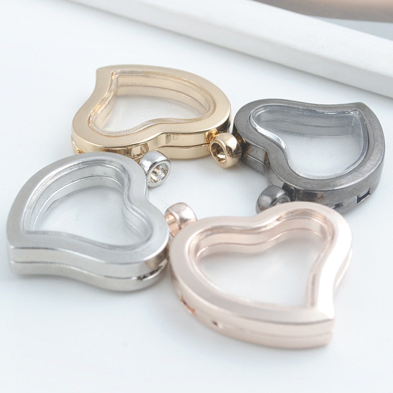 5pcs 30mm Heart Floating Locket Glass Locket Pendant | Etsy