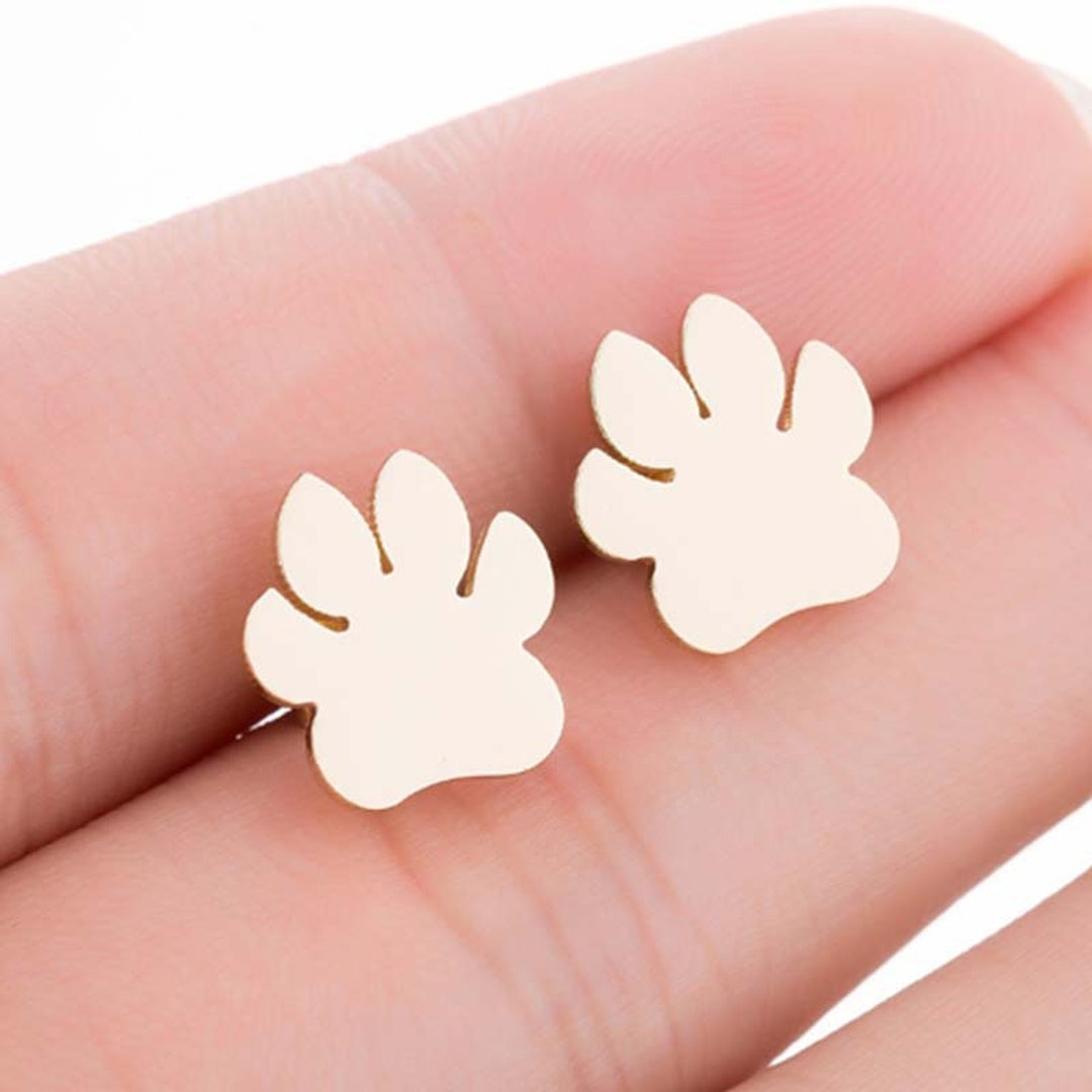 2pairs/5pairs 10x11mm Stainless Steel Dog Paw Ear Studs Earring Studs ...