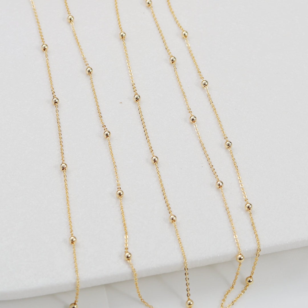 1mm 14k Gold Plated Brass O Chain Beads Chain for Bracelet and Necklace ...