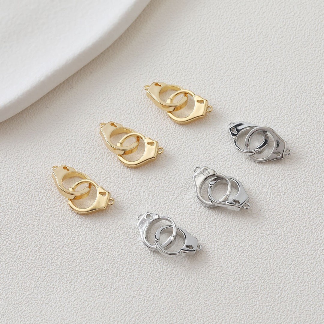 2pcs/4pcs/10pcs 22x11mm 14k Gold Plated Brass Handcuffs Charm Pendant ...