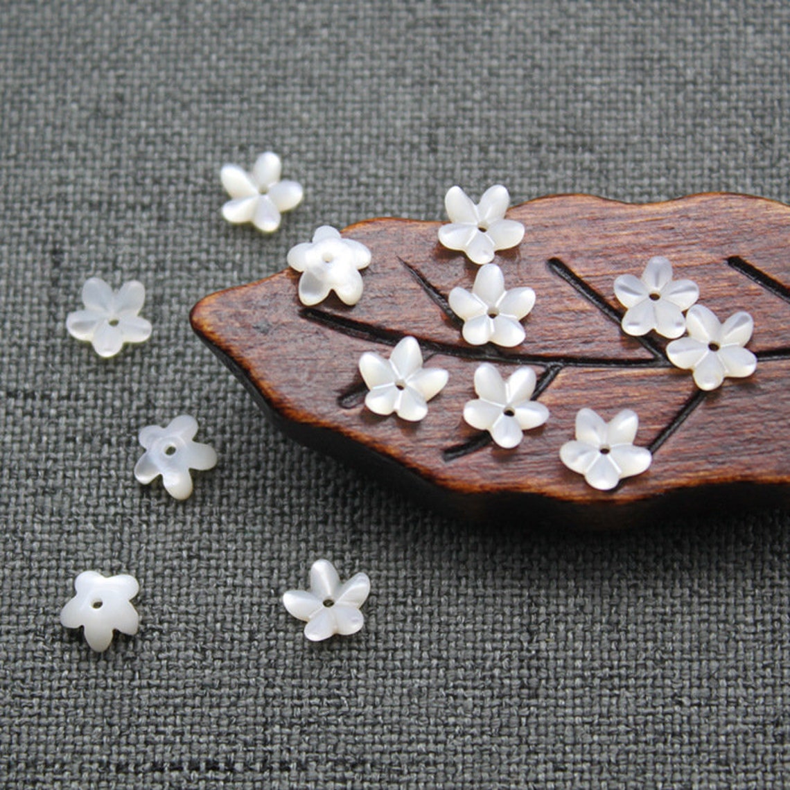 20pcs 6mm Natural MOP Flower Beads Mother of Pearl Carved | Etsy