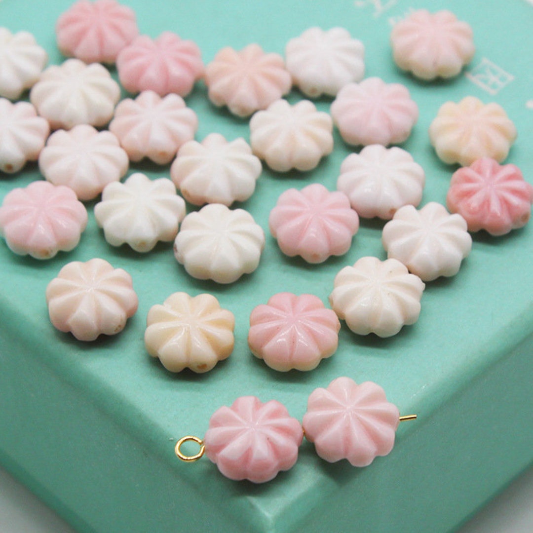10pcs Natural Pink Conch Shell Flower Beads Queen Conch Shell Carved ...