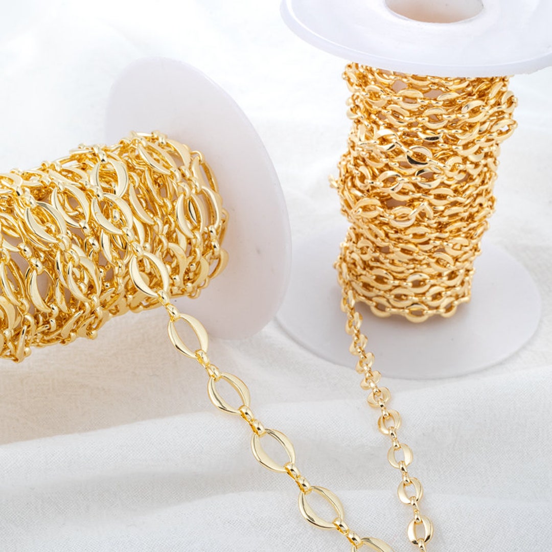 1 Meter 14k Gold Plated Brass O Chain Oval Chain for Bracelet and ...