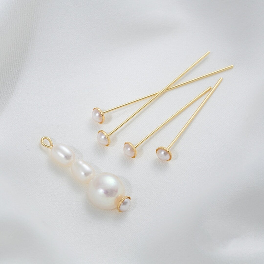 10pcs 14K Gold Plated Brass Pearl Pin T Pins Nine Pins Findings for Diy ...