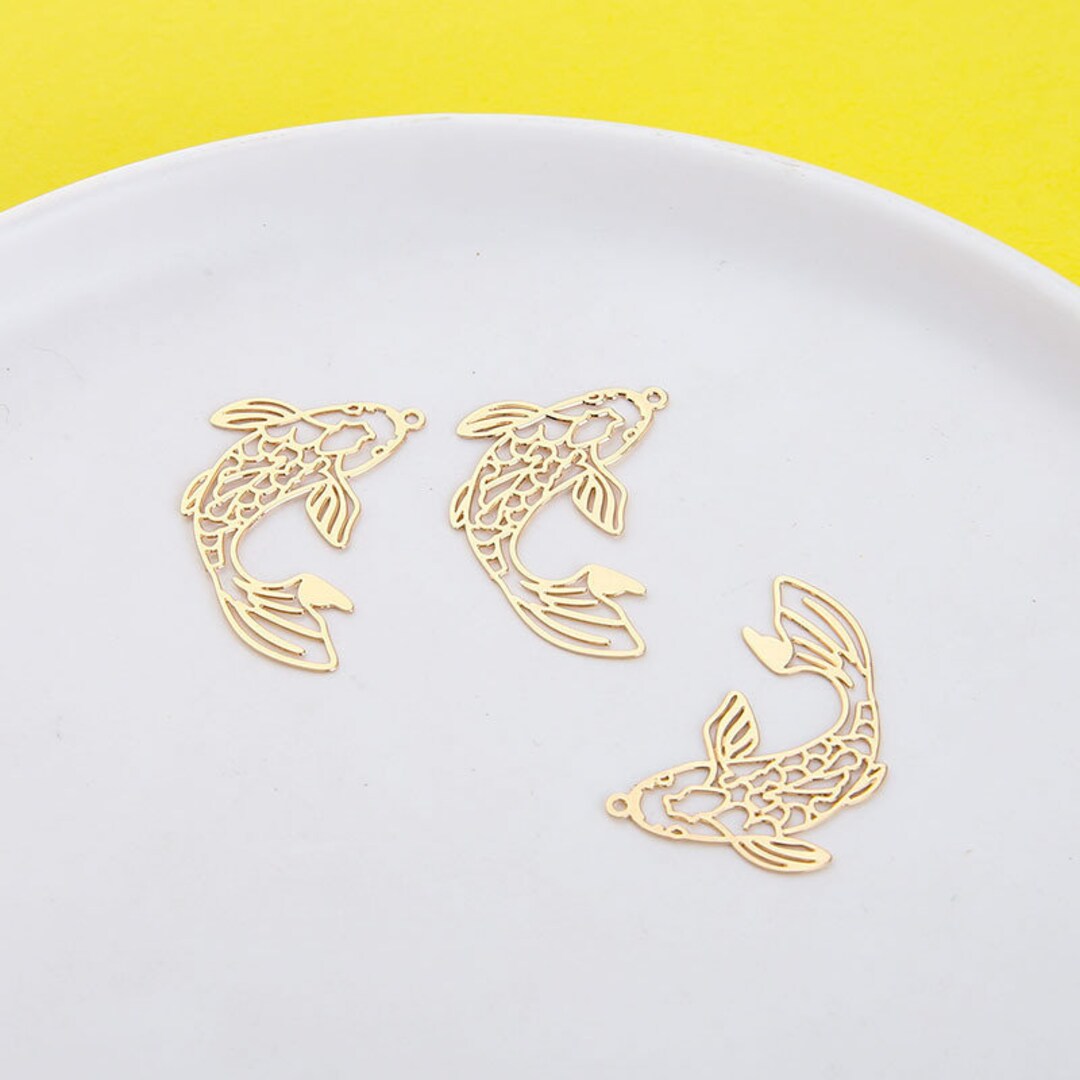10pcs 27x17mm Brass Hollow Out Fish Charm Pendants BY8284-1 - Etsy