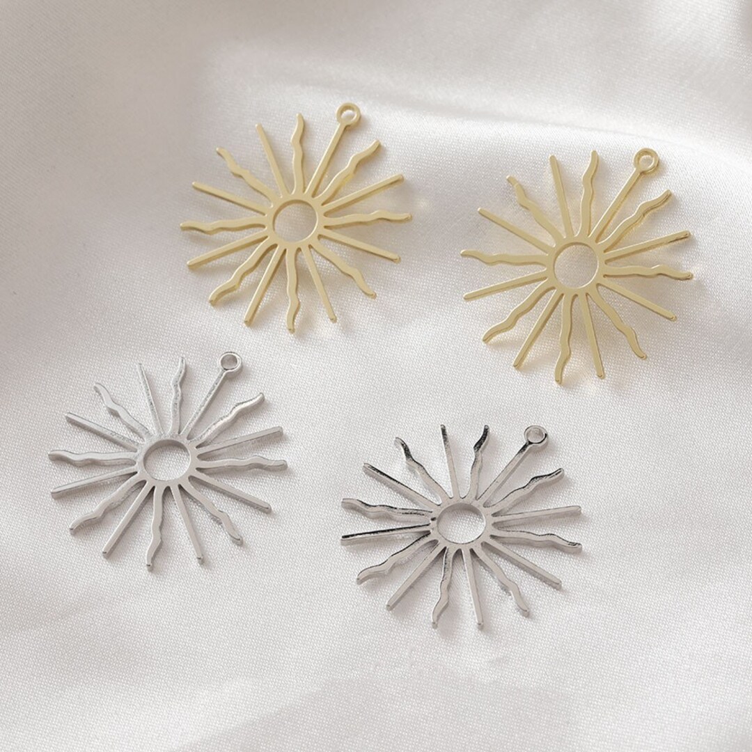 2pcs/4pcs/10pcs 26x28mm Gold Plated Brass Sun Geometry Charm Pendant ...