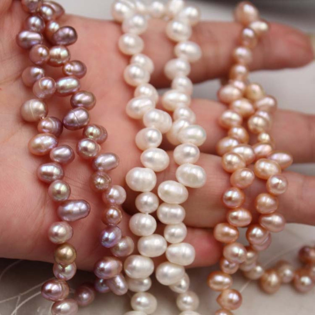 1 Strand 5x6mm Top Drilled Potato Freshwater Pearls,fresh Water Oval ...