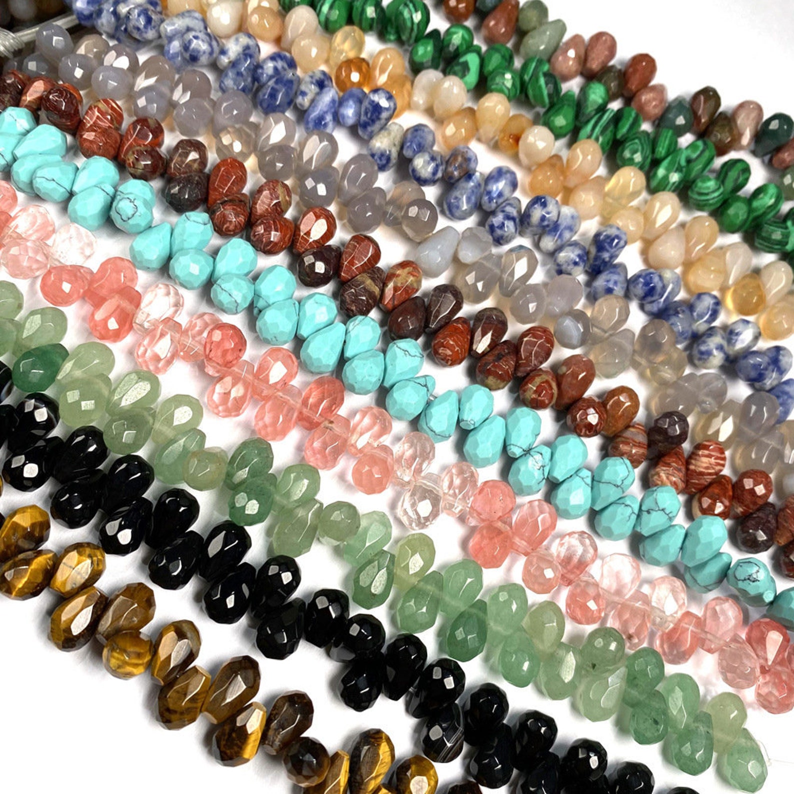 44pcs 6x9mm Water Drop Beads Faceted Natural Stone Beads Top - Etsy