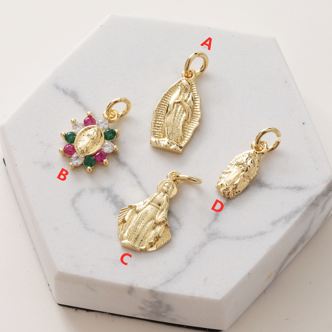 2pcs/4pcs/10pcs 14k Gold Brass Geometry Virgin Mary Madonna Charm ...