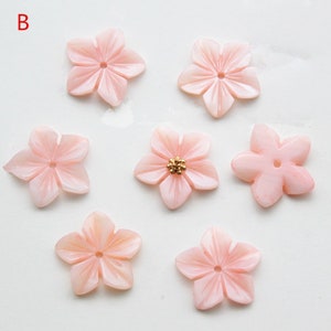 20pcs Natural Pink Shell Flower Beads Shell Carved Flower Beads B010108 ...