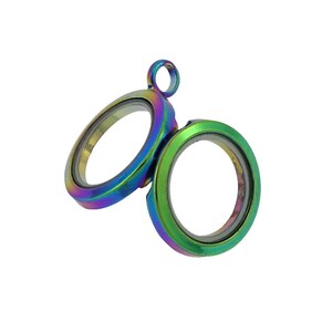 5pcs 25mm Rainbow Round Floating Locket, Glass Locket Pendant, Floating ...