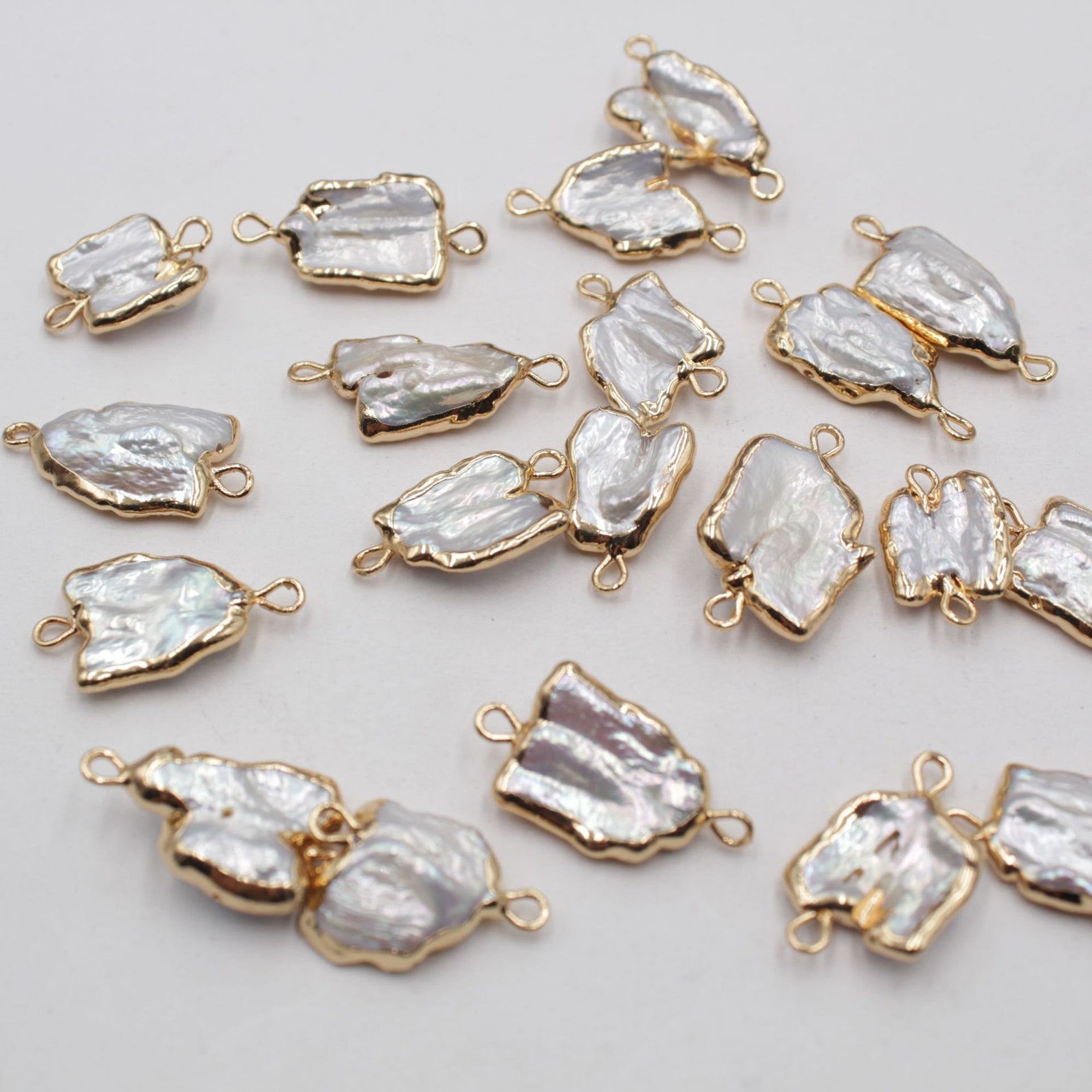 10pcs 12X15mm Gold Framed Irregular Pearl Baroque Pearl Charm | Etsy