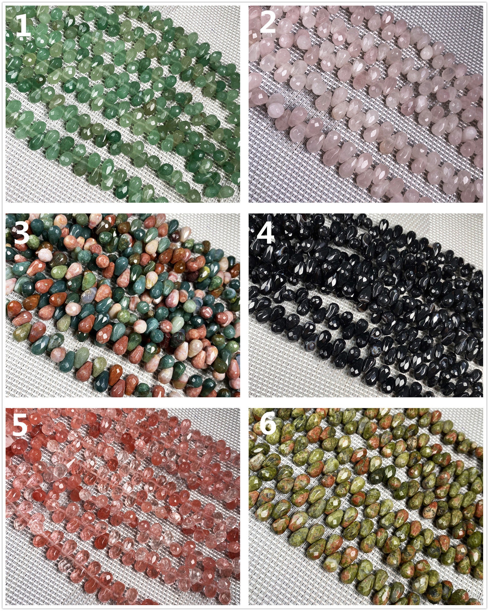 44pcs 6x9mm Water Drop Beads Faceted Natural Stone Beads Top - Etsy