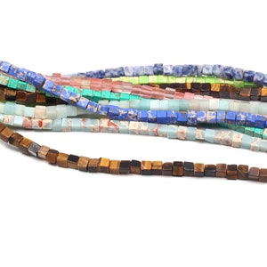 1 Strand 4x4mm Square Beads Natural Stone Cube Beads Crystal Beads ...